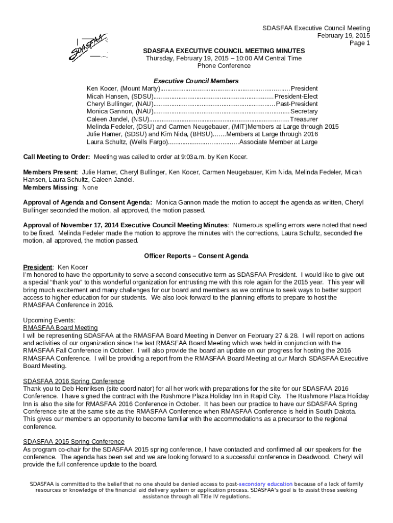 SDASFAA Reimbursement Doc Template | pdfFiller