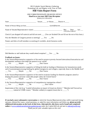 Hill Visits Report Doc Template | pdfFiller