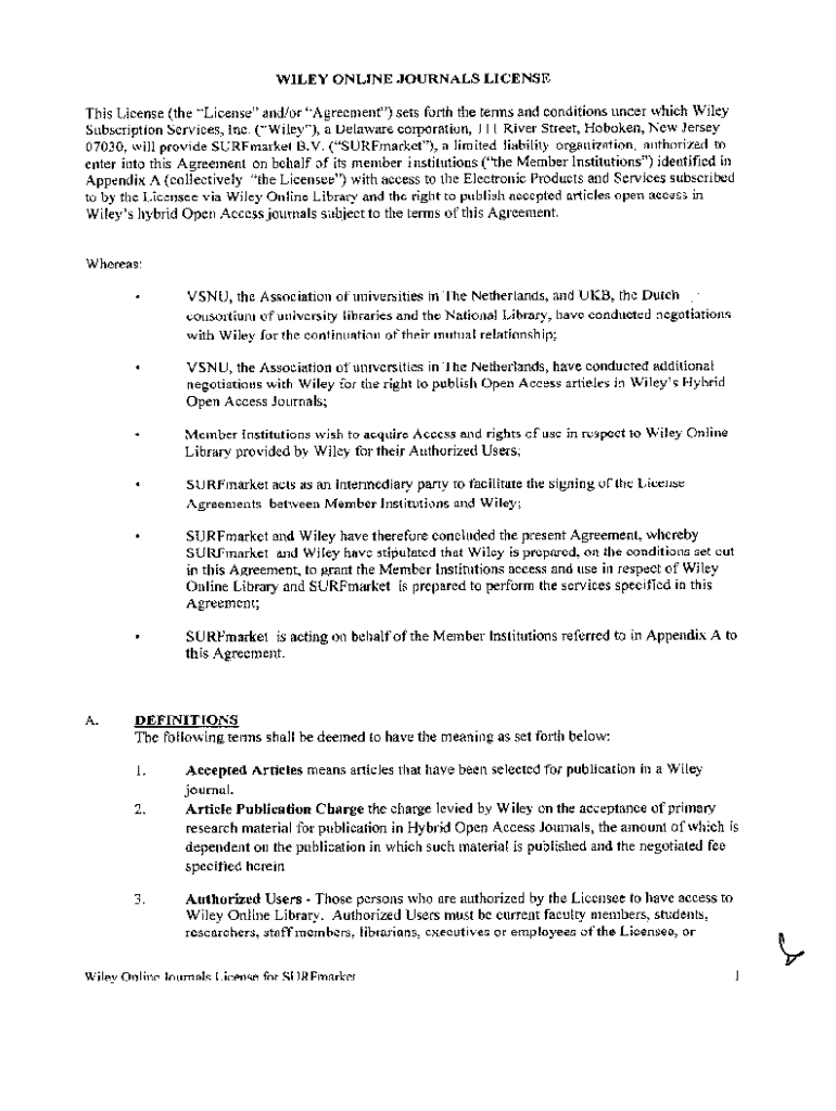 Fillable Online WILEY ONLINE ENHANCED AGREEMENT FOR ... Fax Email Print - pdfFiller