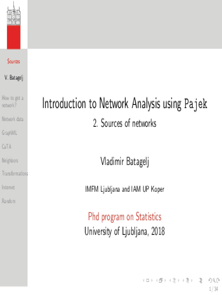 Fillable Online Introduction to Network Analysis using Pajek - 2. Sources of networks Fax Email ...