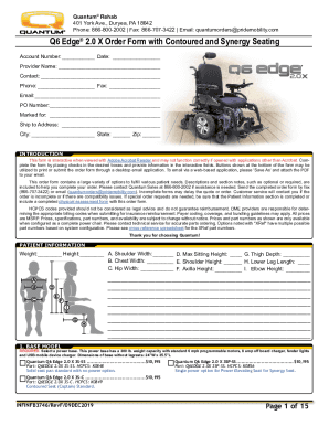 Fillable Online Q6 Edge 2.0 X Order Form with Contoured and Synergy ...