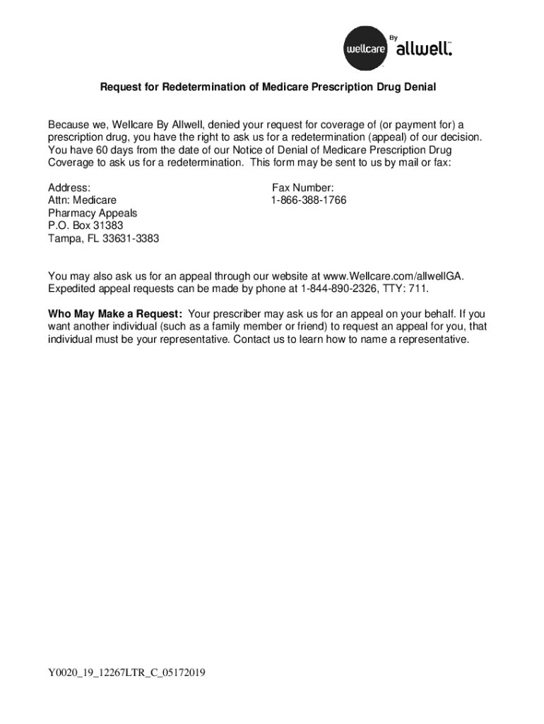 Fillable Online Request Appeal for Drug Coverage Fax Email Print ...