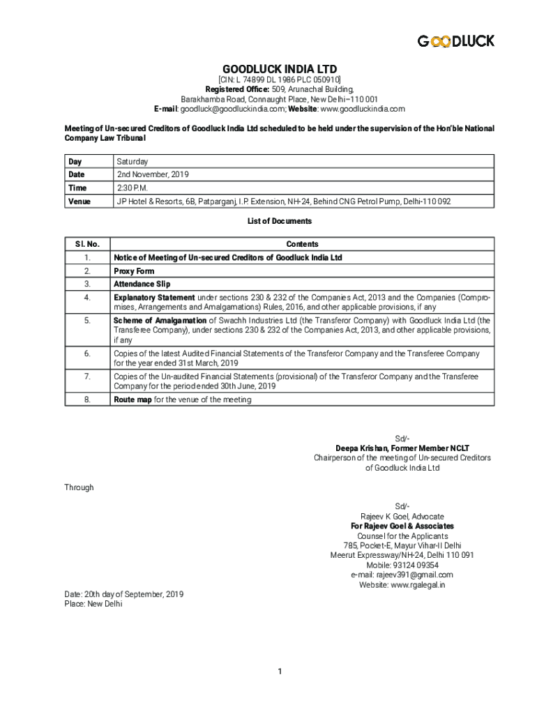 Fillable Online formerly known as GOOD LUCK STEEL TUBES LIMITED Fax ...