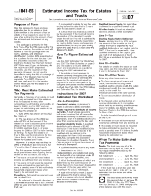 Fillable Online Form 1041 ES Estimated Income Tax for Estates and ...