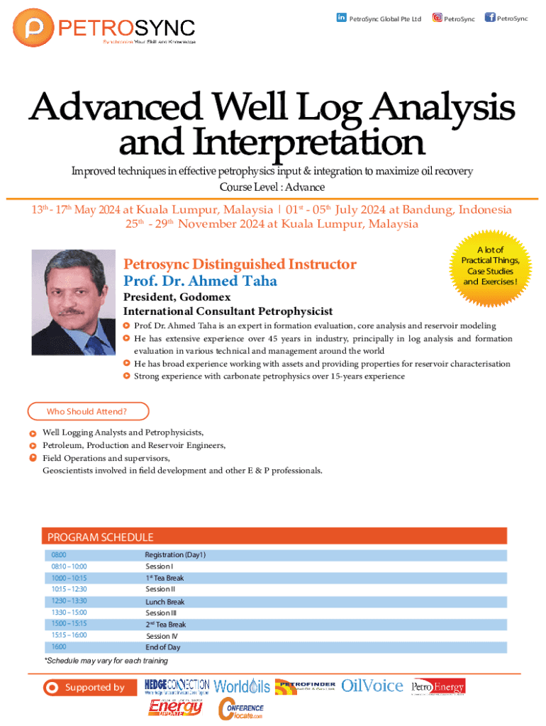Fillable Online PETROSYNC - Advanced well log analysis & interpretation2024. PETROSYNC Fax Email ...