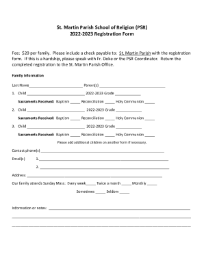 Fillable Online St Martin Parish School of Religion (PSR) Fax Email ...