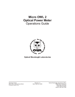 Fillable Online Micro OWL 2 Optical Power Meter Operations Guide Fax ...