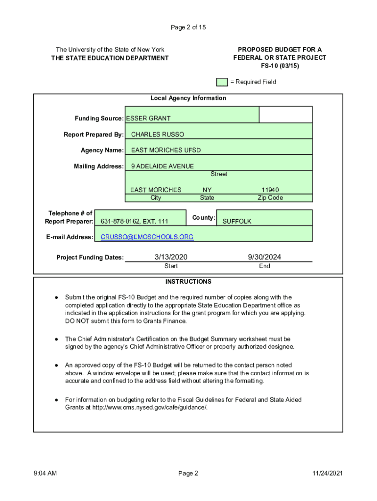 Fillable Online proposed amendment for a federal or state project fs-10 ...