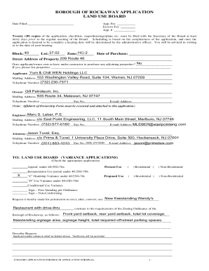 Fillable Online Application Land Use Board Fax Email Print - pdfFiller