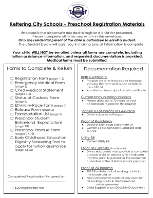 Fillable Online 1. What is Kettering's Integrated Preschool Program? 2 ...