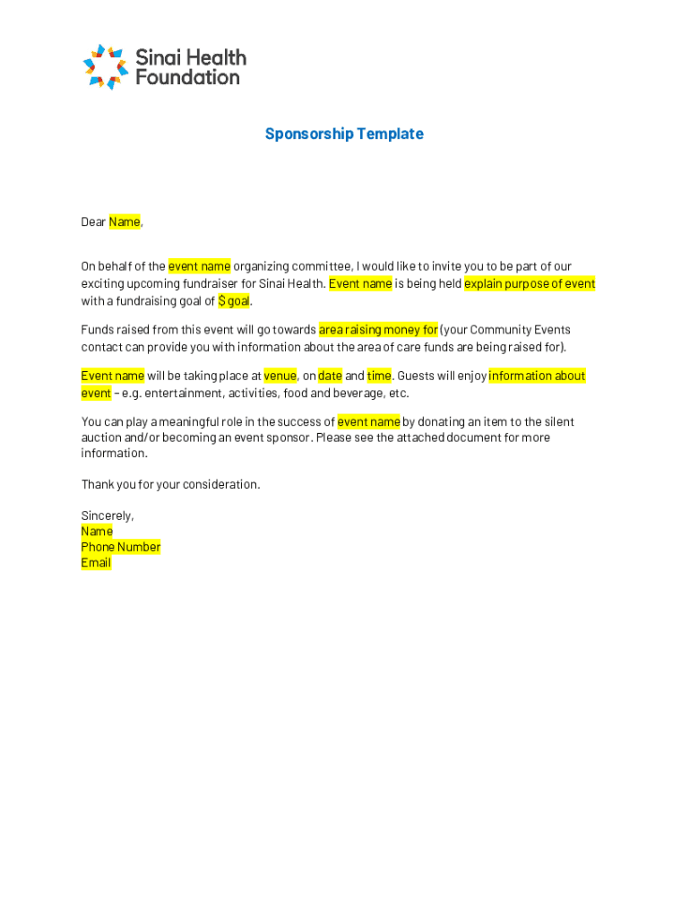 Fillable Online Effective Sample Sponsorship Request Letters for Church ...