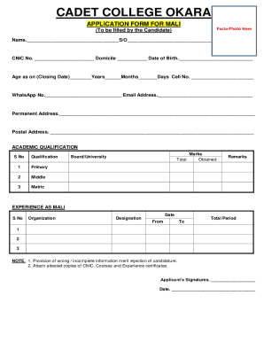Fillable Online Application Form Mali Fax Email Print - pdfFiller