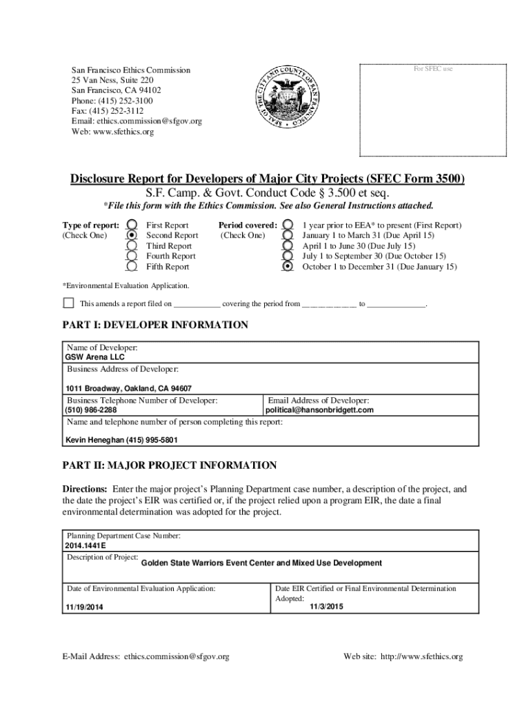 Fillable Online Disclosure Report for Developers of Major City Projects (SFEC ... Fax Email ...