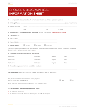 Fillable Online SPOUSE'S BIOGRAPHICAL INFORMATION SHEET Fax Email Print ...