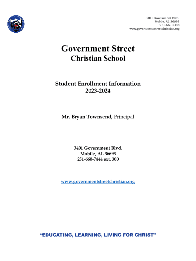 Fillable Online Government Street Christian School invites you ...