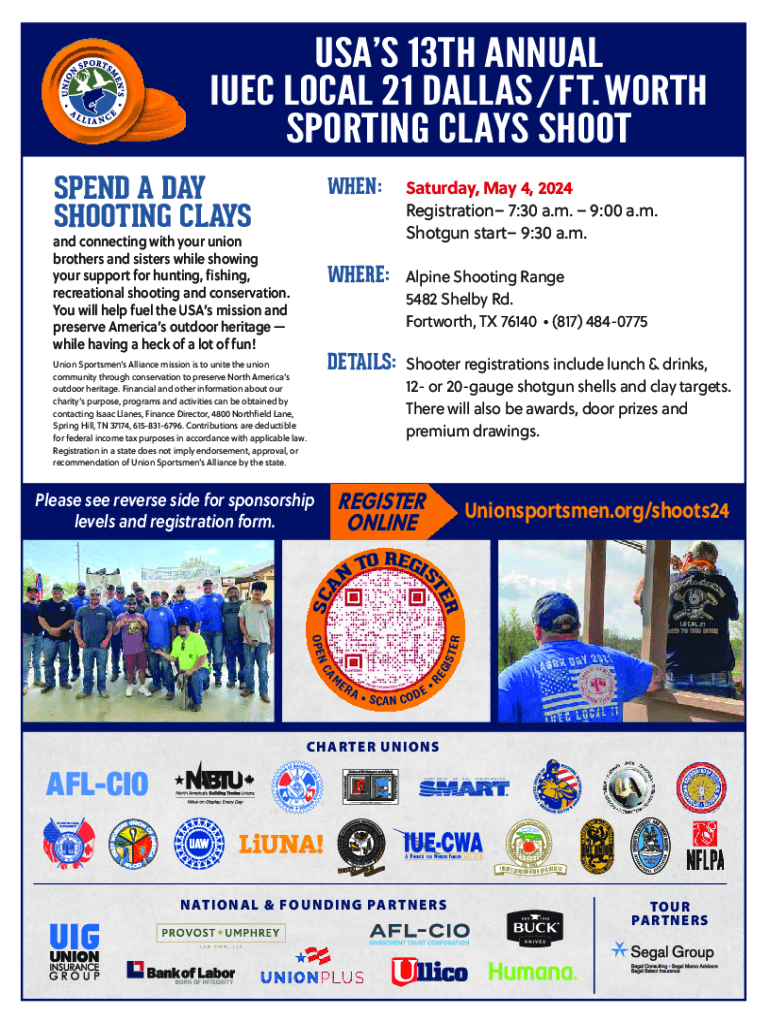 Fillable Online usa's 13th annual iuec local 21 dallas/ft. worth sporting clays shoot Fax Email ...