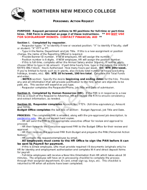 Personnel Action Request (PAR) Procedure Doc Template | pdfFiller