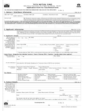 Fillable Online TATA MUTUAL FUND ARN-181211 E028492 Fax Email Print ...