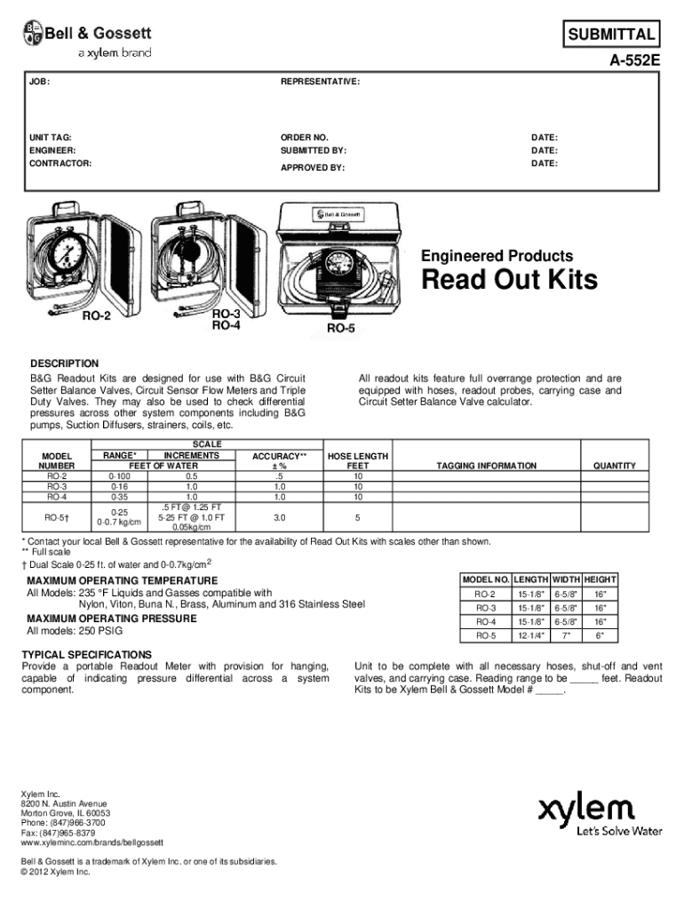 Fillable Online Bell & Gossett Circuit Setter Setting with a Readout ...