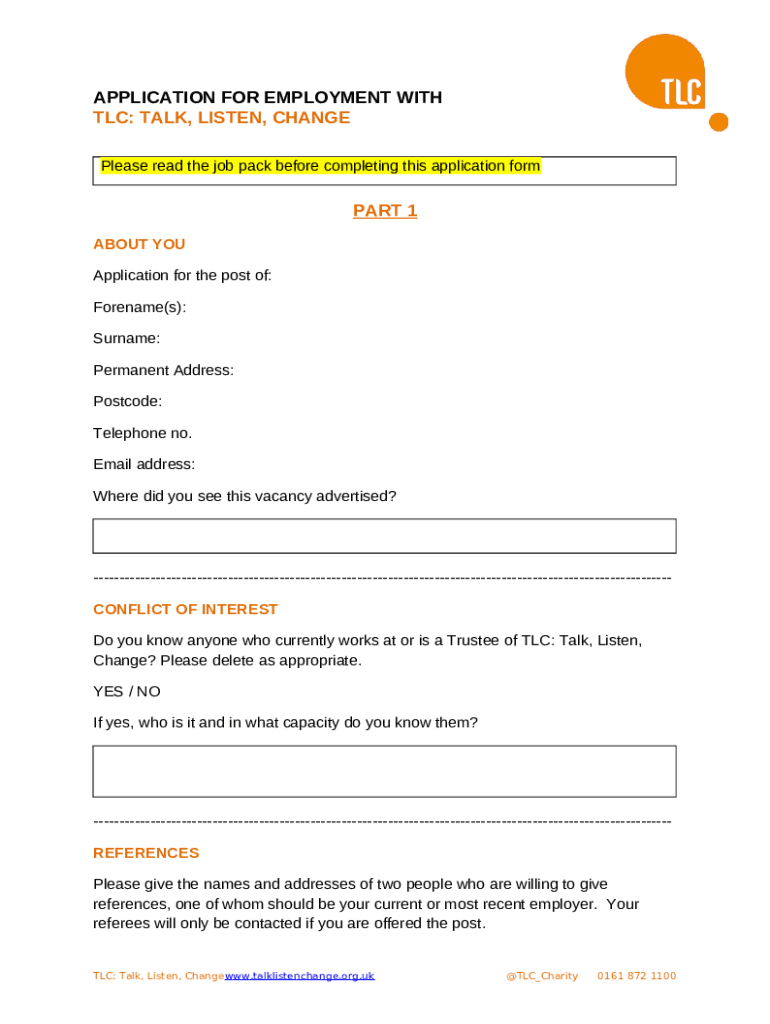 TLC: Talk, Listen, Change's Post - Jobs Doc Template | pdfFiller