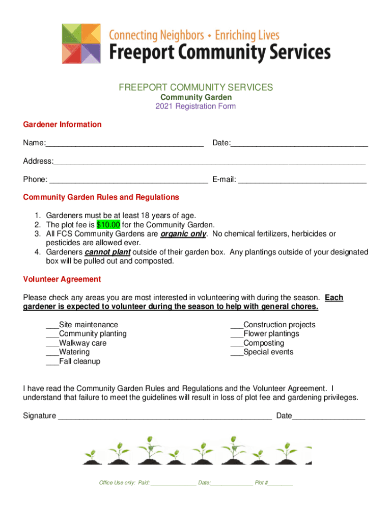 Fillable Online Community Garden Application Form (limited to 2 ... Fax ...