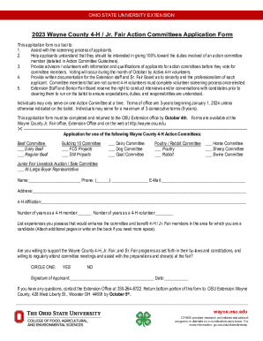 Fillable Online wayne osu 2022 4-H Advisory Committee Application Form ...