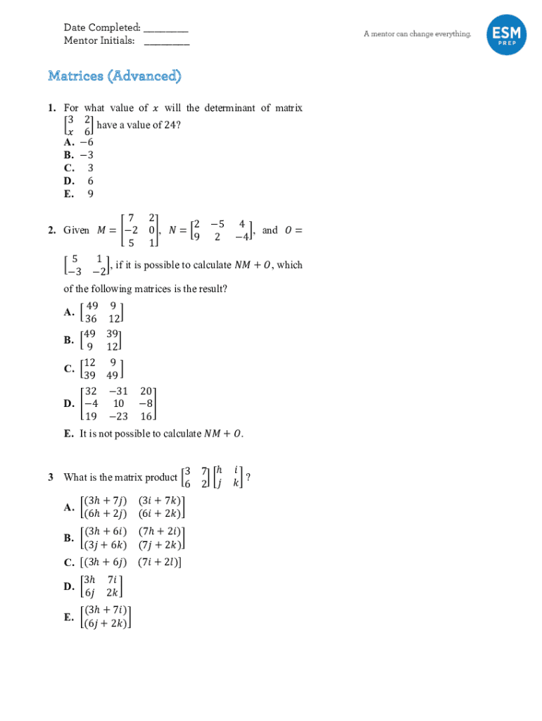 Fillable Online Calculate matrix determinant Step-by-Step Math Problem ... Fax Email Print ...