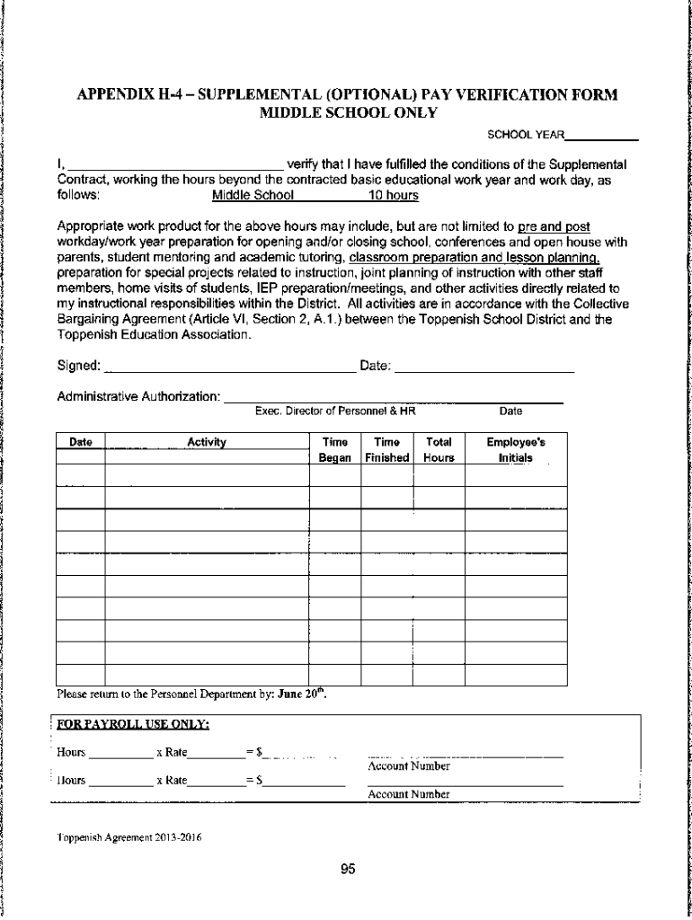 Fillable Online Appendix H-4 Supplemental Pay Verification Form Fax ...