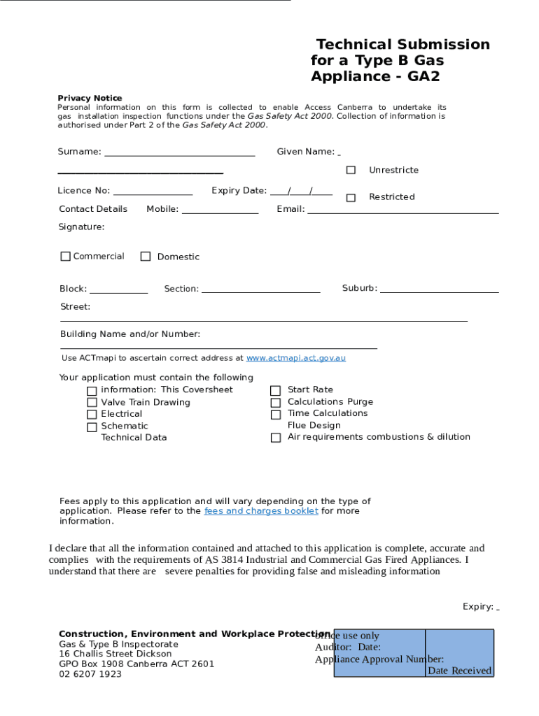 Gasfitting and appliance work inspections - Access Canberra Doc ...