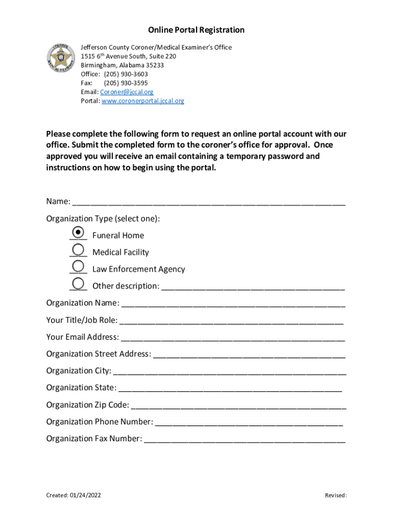 Fillable Online Jefferson County Coroner/ Medical Examiner's Office Fax ...