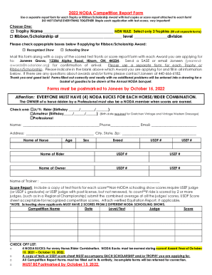 Fillable Online 2022 NODA Competition Report Form Fax Email Print ...