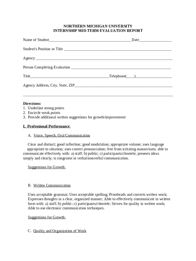 Intern I - Midterm Evaluation Doc Template | pdfFiller