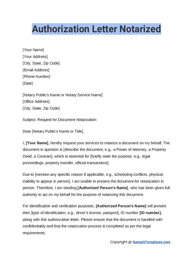 Authorization-Letter-Notarized.docx Doc Template | pdfFiller