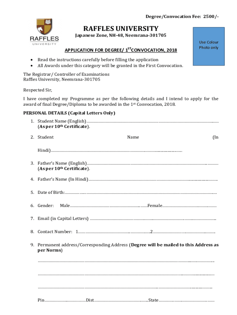 Fillable Online Instruction for Convocation form.pdf Fax Email Print ...