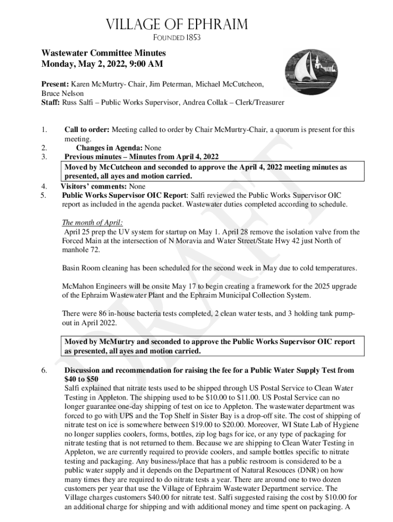 Fillable Online Present: Karen McMurtry- Chair, Jim Peterman, Michael ...