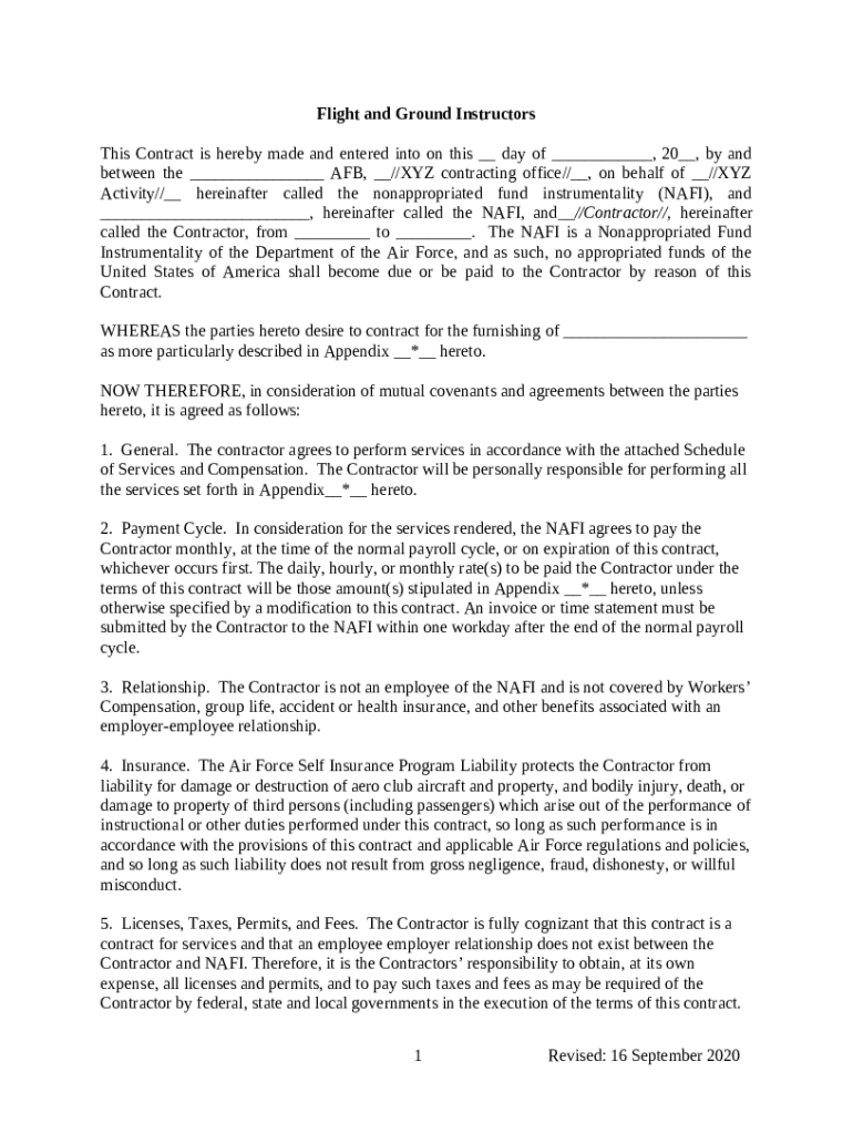 FLIGHT AND GROUND INSTRUCTORS CONTRACT AT Doc Template | pdfFiller