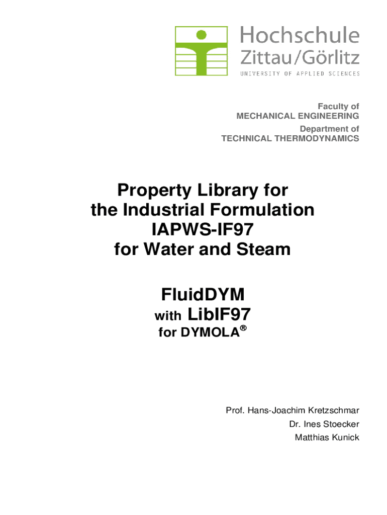 Fillable Online Property Library for the Industrial Formulation IAPWS ...