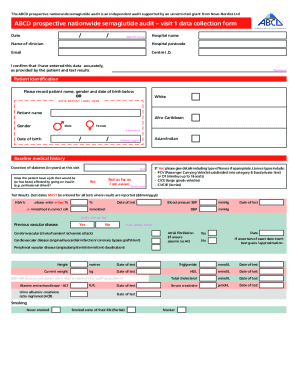 Fillable Online visit 1 data collection form Fax Email Print - pdfFiller