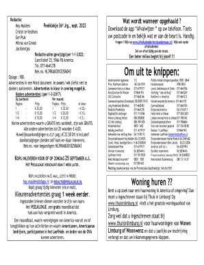 Invulbaar Online KOPIJ INLEVEREN VOOR OF OP ZONDAG 25 SEPTEMBER A ...