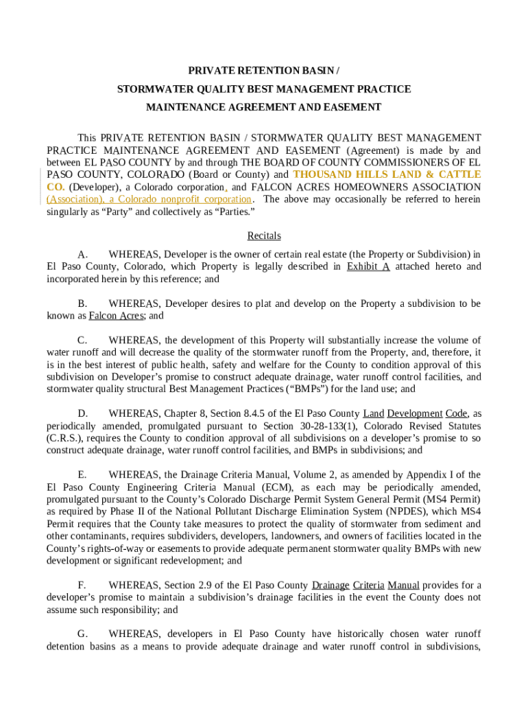 storm water management agreement Doc Template | pdfFiller