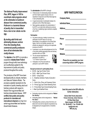 Fillable Online Overview of the National Poultry Improvement Plan (NPIP ...