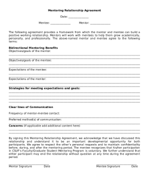 Mentoring Agreement Example - hss fullerton Doc Template | pdfFiller