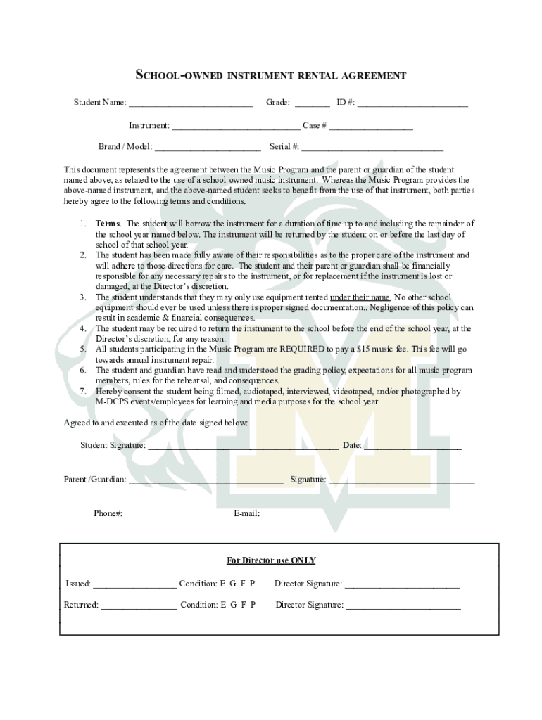 Completable En línea Instrument-Rental-Agreement-Form. ... Fax Email ...