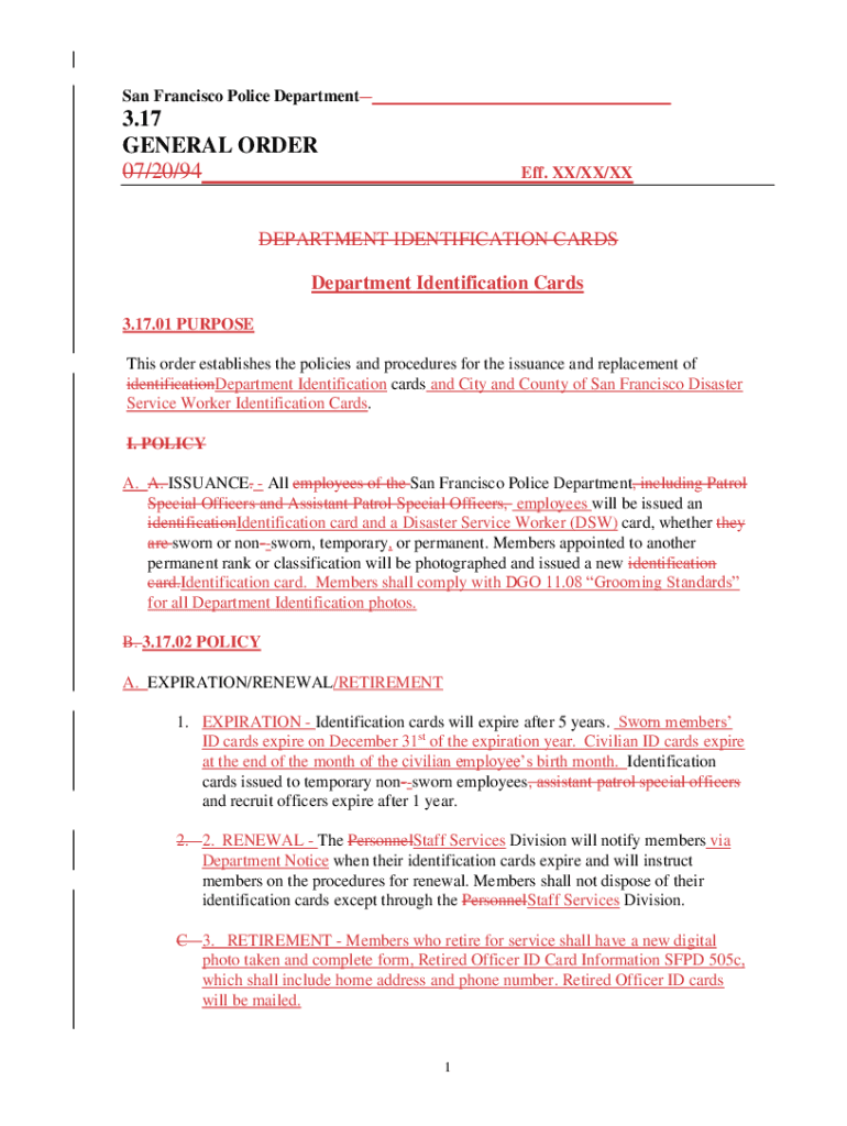 Fillable Online DEPARTMENT IDENTIFICATION CARDS Fax Email Print - pdfFiller