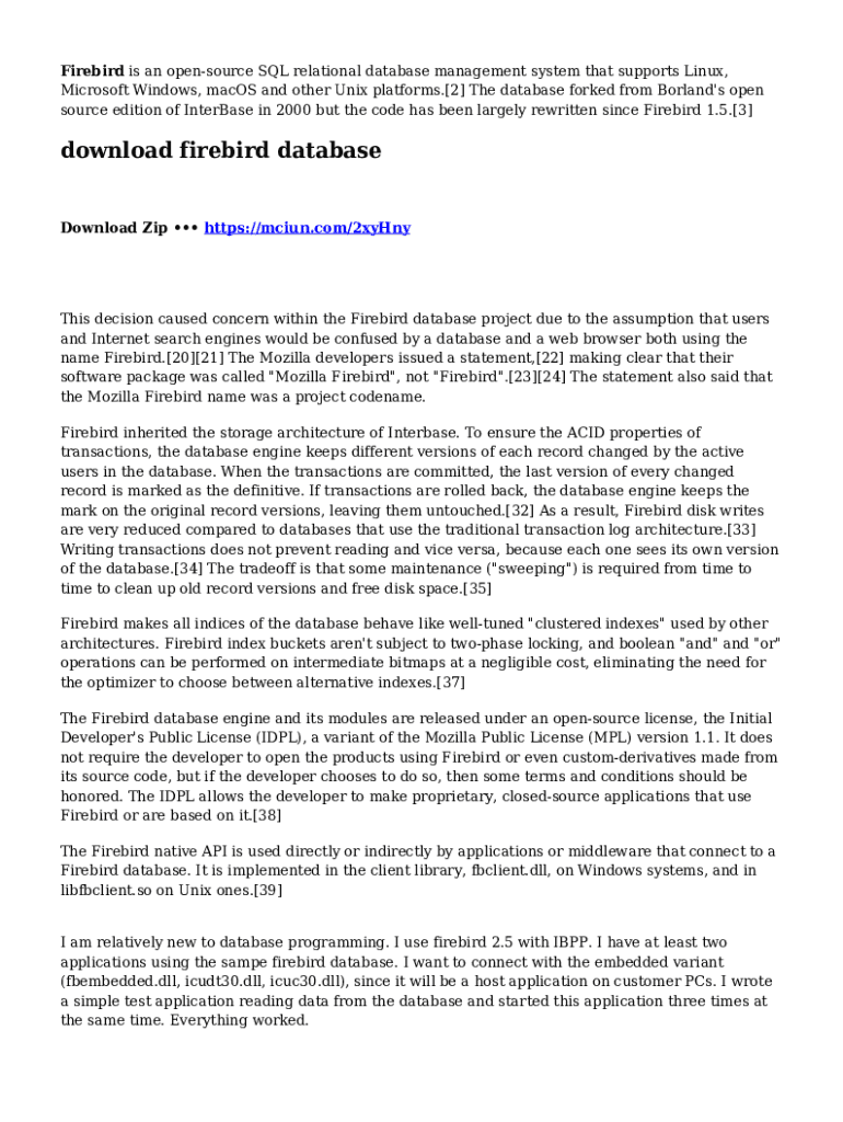 Fillable Online Firebird The True Open Source Database For Windows Linux Fax Email Print 1661