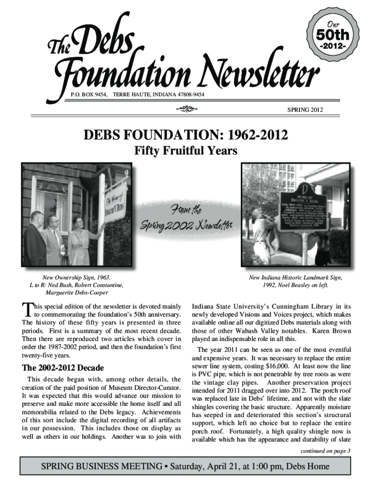 Fillable Online The 50th Anniversary Year - The Eugene V. Debs ...