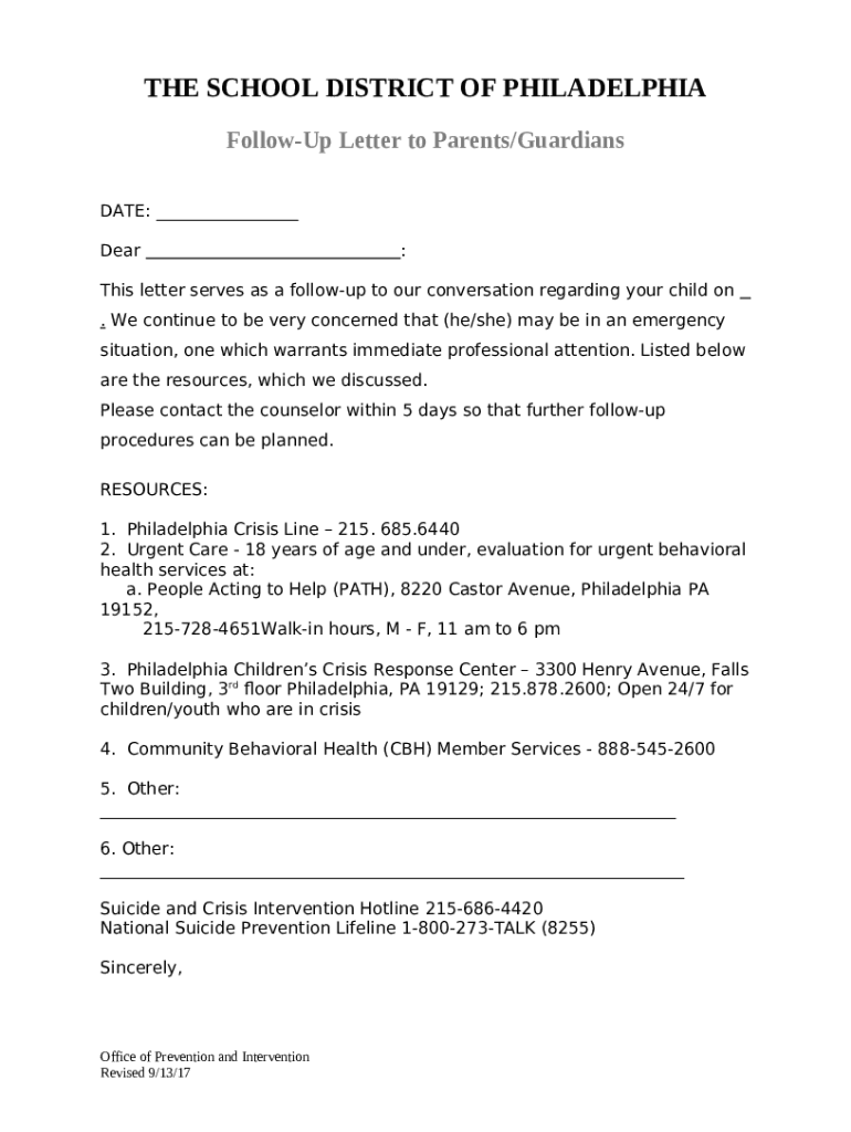 Follow-Up-Letter-to-Parents-Guardians Doc Template | pdfFiller