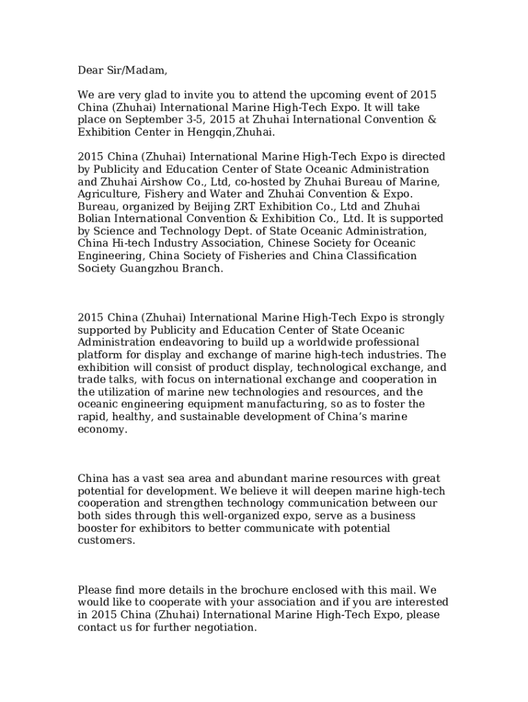 Dear Sir/ Madam, We cordially invite you to visit the Relong ... Doc Template | pdfFiller