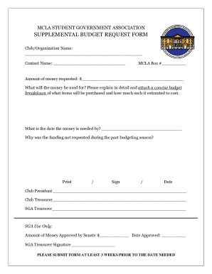 Fillable Online SUPPLEMENTAL BUDGET REQUEST FORM Fax Email Print ...