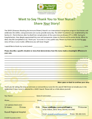 Fillable Online DAISY Nomination form - online Fax Email Print - pdfFiller